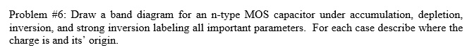 Solved Problem 6 Draw A Band Diagram For An N Type Mos Capacitor