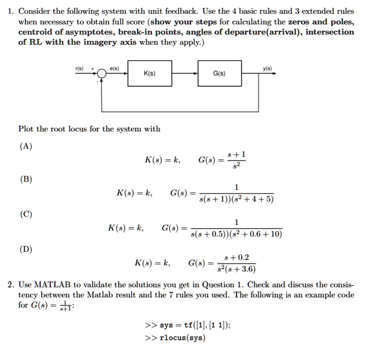 Consider the following system with unit feedback. Use the basic rules and 3 extended rules when ...