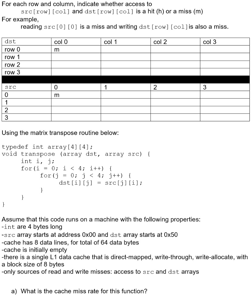 Solved For Each Row And Column Indicate Whether Access To Src Row Col And Dst Row Col Is A
