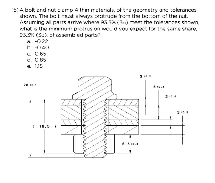 15) A bolt and nut clamp 4 thin materials, of the geometry and ...