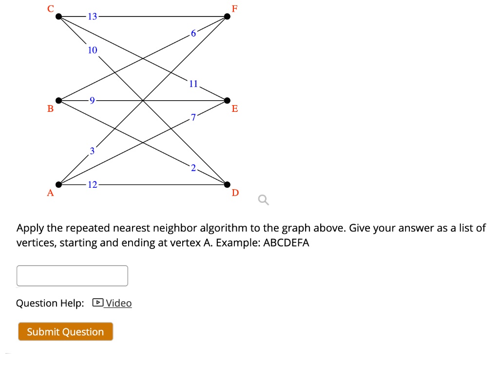 SOLVED: 13 10 Apply the repeated nearest neighbor algorithm to the ... SOLVED: 13 10 Apply the repeated nearest neighbor algorithm to the ...
