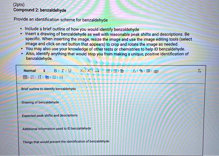 2pts compound 2 benzaldehyde provide an identification scheme for ...