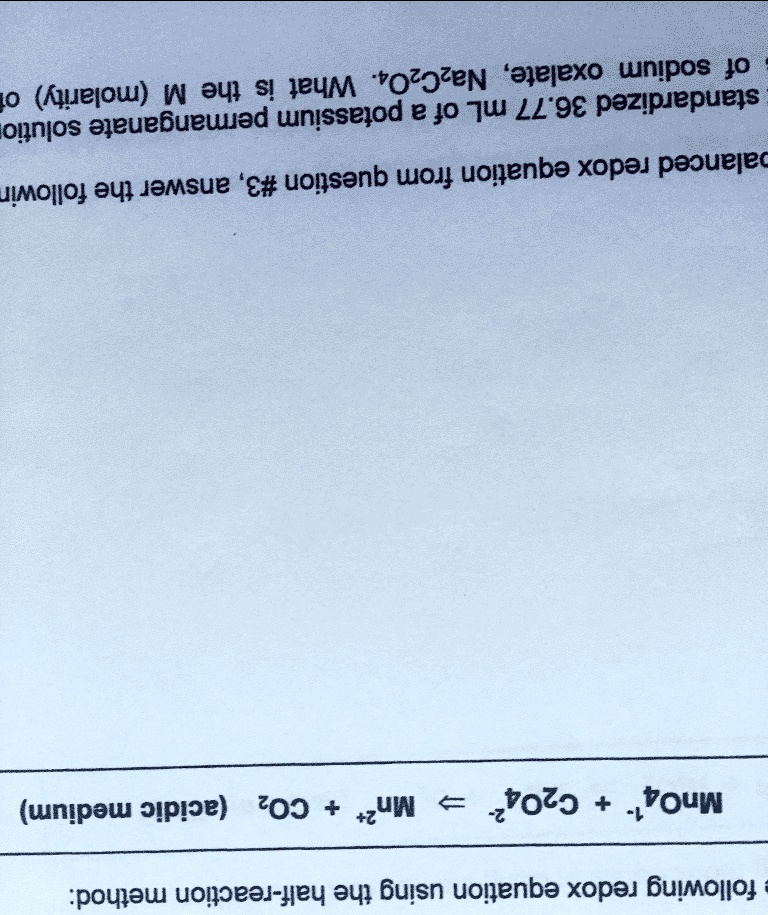 SOLVED: (a) Balance the following redox equation using the half ...