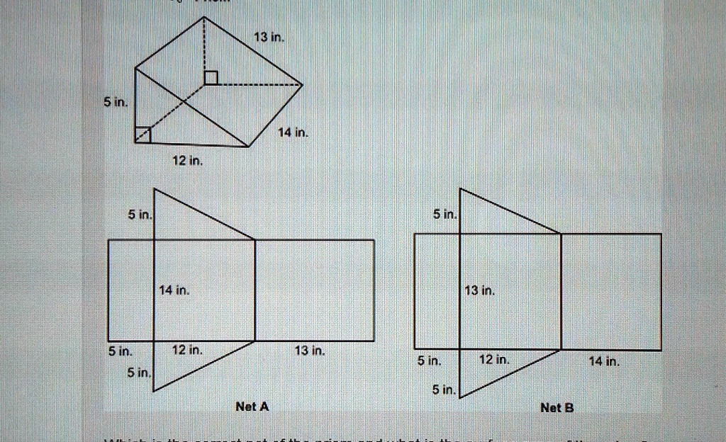 SOLVED: A triangular prism and two nets are shown. Which is the correct net of the prism and ...