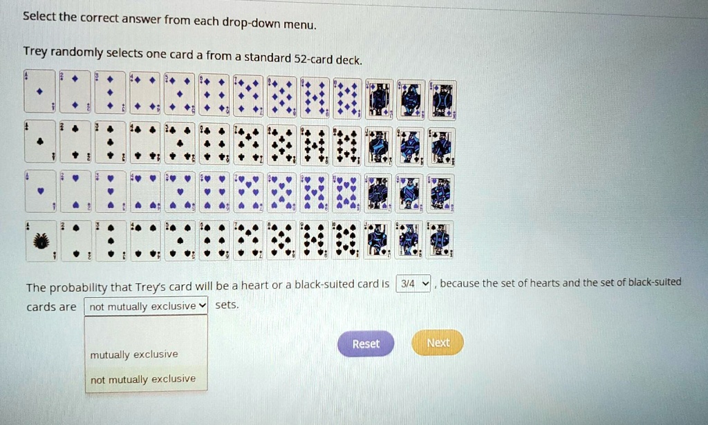 select the correct answer from each drop down menu trey randomly ...