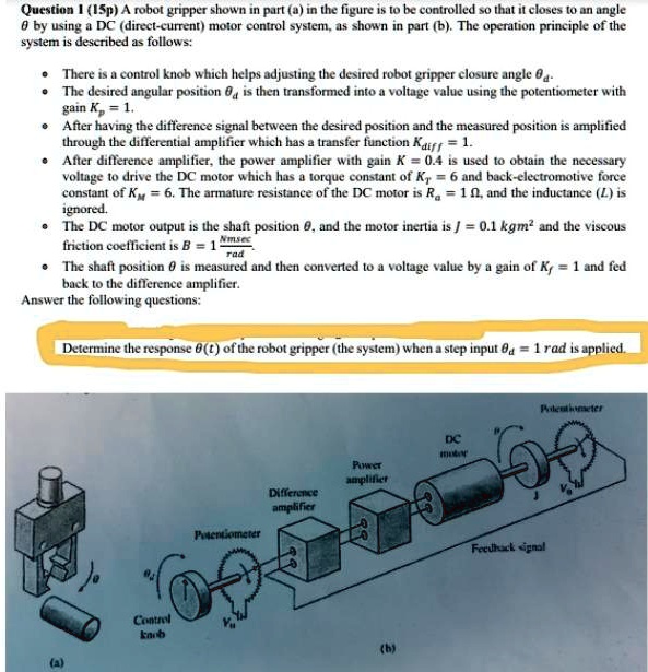 SOLVED: A robot gripper shown in part (a) in the figure is to be controlled so that it closes to ...