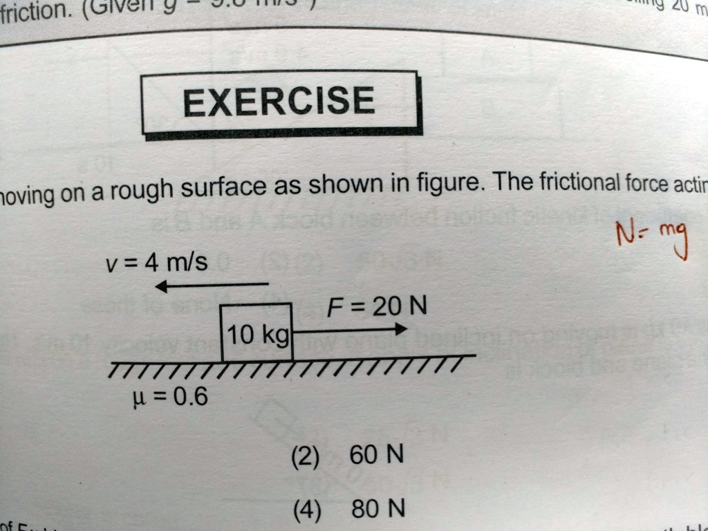 Solved A Block Of Mass 10kg Is Moving On A Rough Surface As Shown In