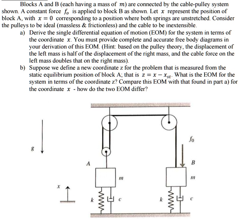 SOLVED: a) Derive the single differential equation of motion for the ...