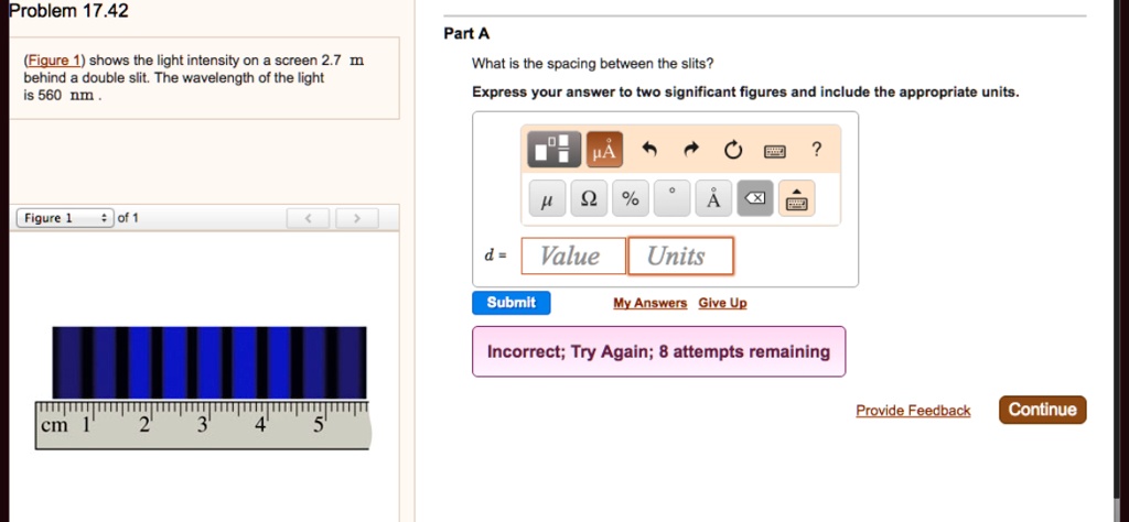 problem 1742 figure 1 shows the light intensity on a screen 27 m behind a double slit the ...