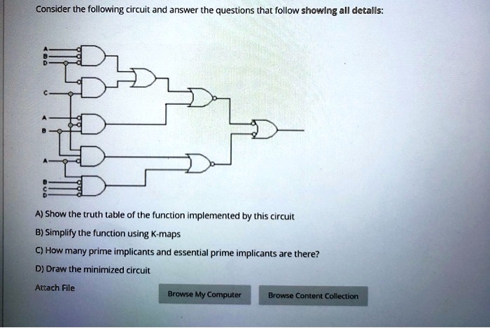 SOLVED: Consider the following circuit and answer the questions that follow showing all details ...
