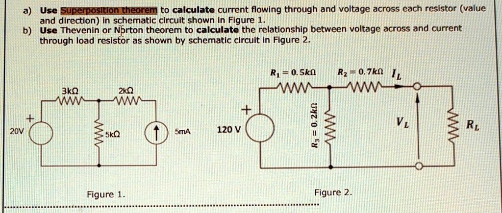 SOLVED: Texts: a) Use Superposition theorem to calculate the current flowing through and voltage ...
