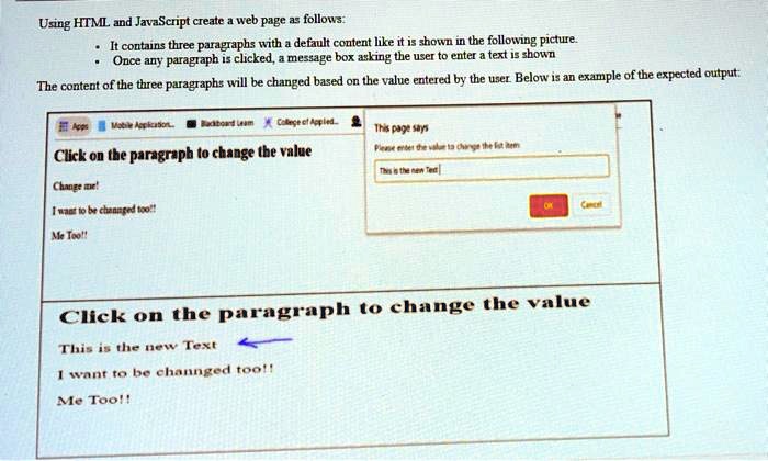 Solved Using Html And Javascript Create A Web Page As Follows It Contains Three Paragraphs 8744