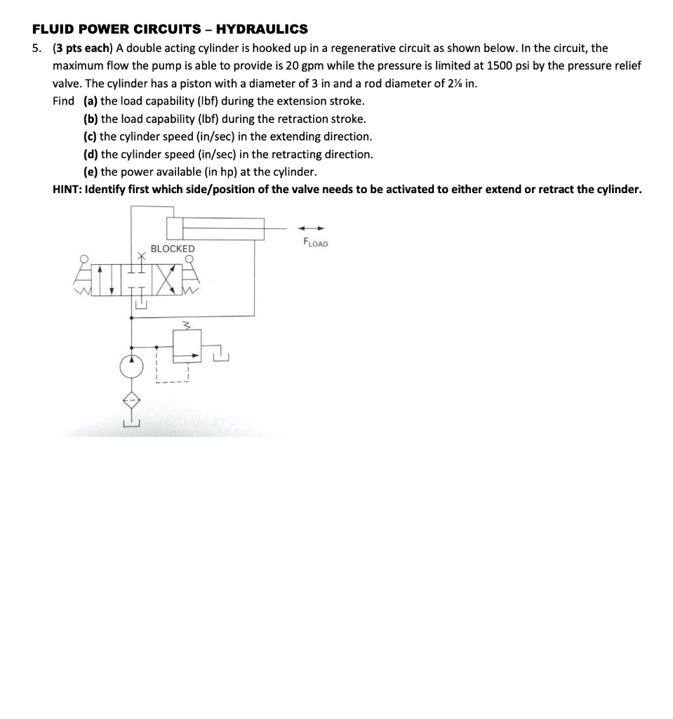 SOLVED: Please complete each part of the question. FLUID POWER CIRCUITS - HYDRAULICS (3 pts each ...
