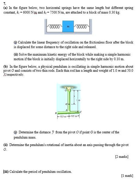 SOLVED: 7. In the figure below, two horizontal springs have the same length but different spring ...
