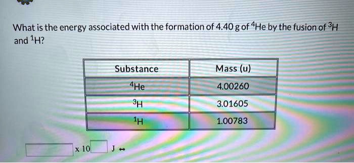 what is the energy associated with the formation of 440 g of 4he by the ...