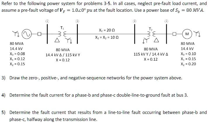 SOLVED: Texts: Refer to the following power system for problems 3-5. In all cases, neglect pre ...