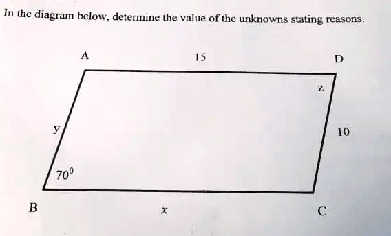 SOLVED: In the diagram below. determine the value of the unknowns ... SOLVED: In the diagram below. determine the value of the unknowns ...