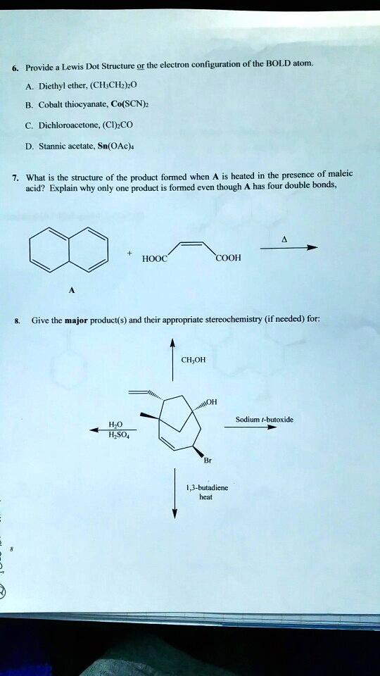 SOLVED:Provide Lewis Dot Structure O the: electron configuration of the ...