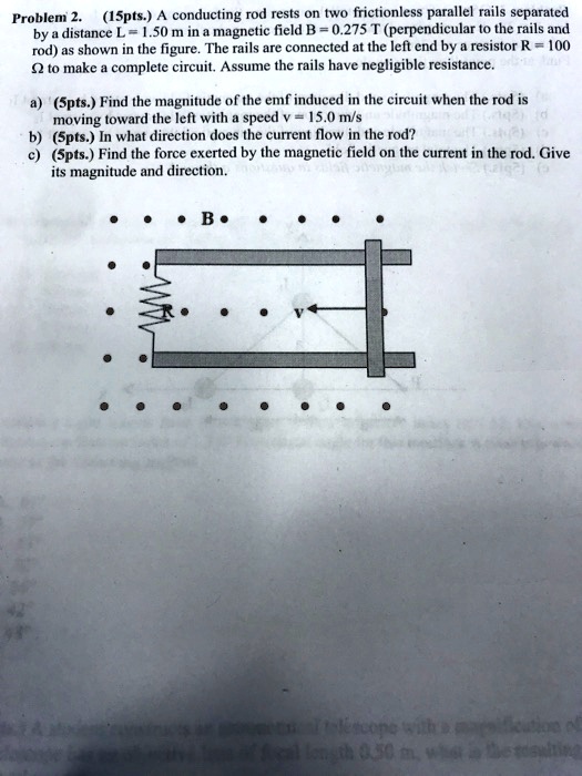 A conducting rod rests on two frictionless parallel rails separated by ...