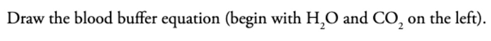 Draw the blood buffer equation (begin with H O and COz on the left)