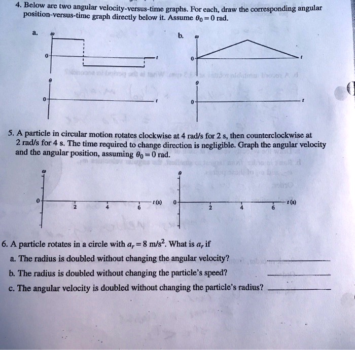 SOLVED:4. Below are two angular velocity-= versus-tine graphs. For each ...