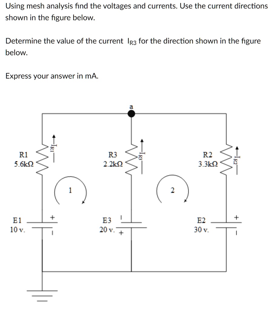 using mesh analysis find the voltages and currents use the current directions shown in the ...