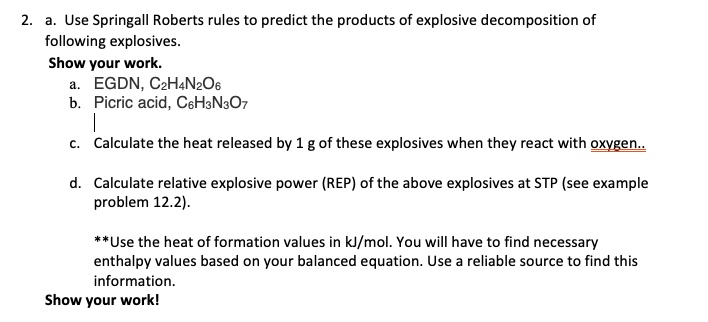 SOLVED: Use Springall Roberts rules to predict the products of ...