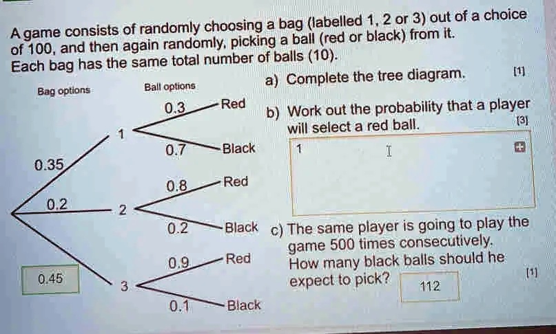 SOLVED: Choosing a bag (labeled 1, 2, or 3) out of a choice of a game ...