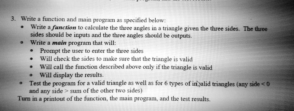 Using Matlab Program 3write A Function And Main Program As Specified Below Write A Function To 