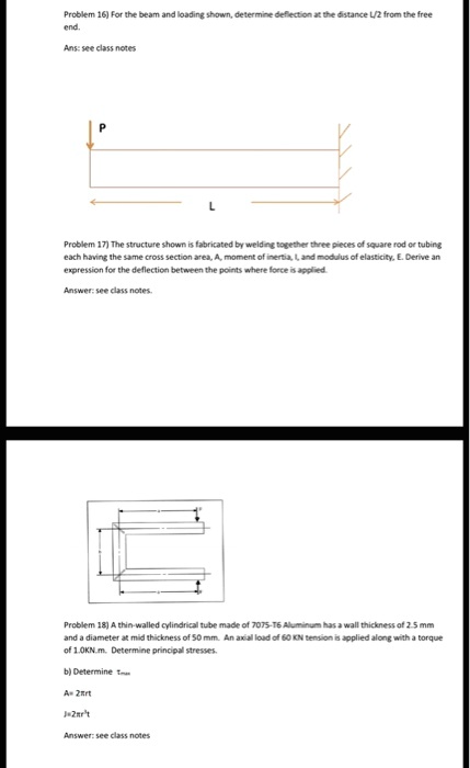 Problem 16 For The Beam And Loading Shown Determine Deflection At The Distance L2 From The Free