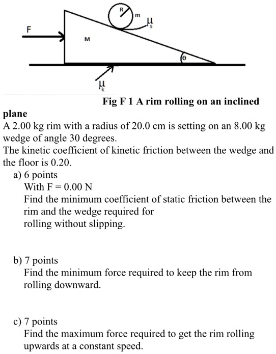 fig f 1 a rim rolling on an inclined plane a 200 kg rim with a radius ...