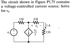 The circuit shown in Figure P1.75 contains a voltage-controlled current source. Solve for vs. 3 ...