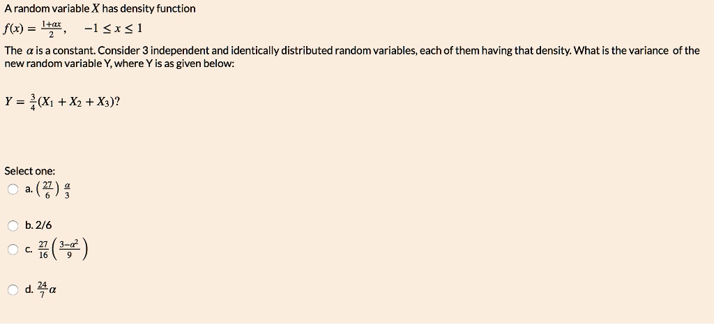 SOLVED: A random variable X has density function flx) It -1
