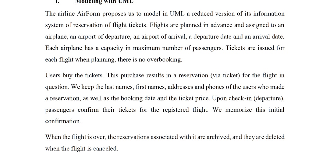 1. Modeling with UML The airline AirForm proposes us to model in UML a ...