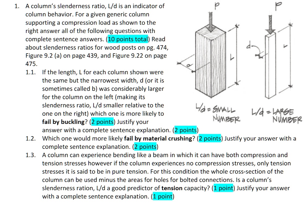 a column s slenderness ratio ld is an indicator of column behavior for ...