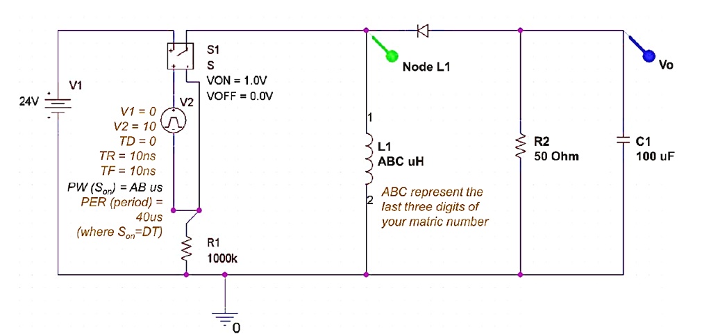 SOLVED: A buck-boost converter circuit is shown schematically in Figure ...