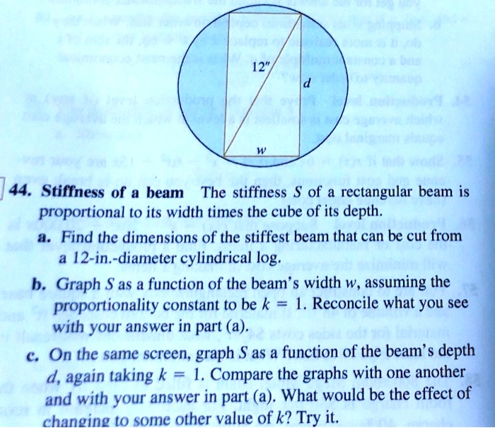 SOLVED: 12" 44. Stiffness of a beam The stiffness S of a rectangular ...