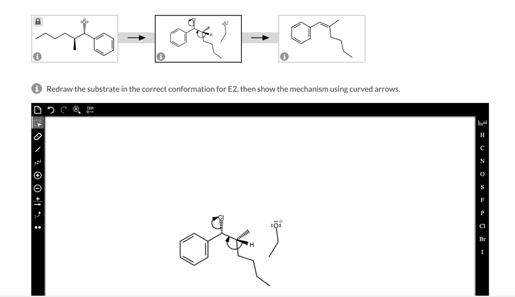 redraw the substrate in the correct conformation for e2 then show the ...