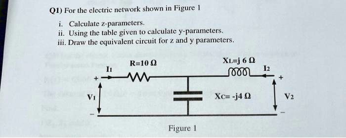 SOLVED: QIFor the clectric network shown in Figure 1 i.Calculate z-parameters. ii. Using the ...