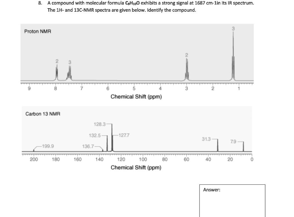 compound with molecular formula csho exhibits strong signal at 1687 cm ...