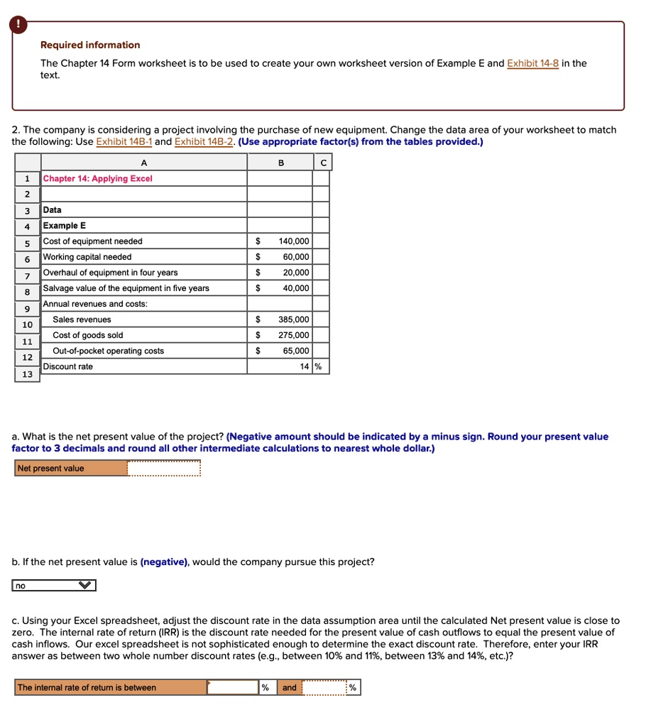 Required information The Chapter 14 Form worksheet is to be used to ...