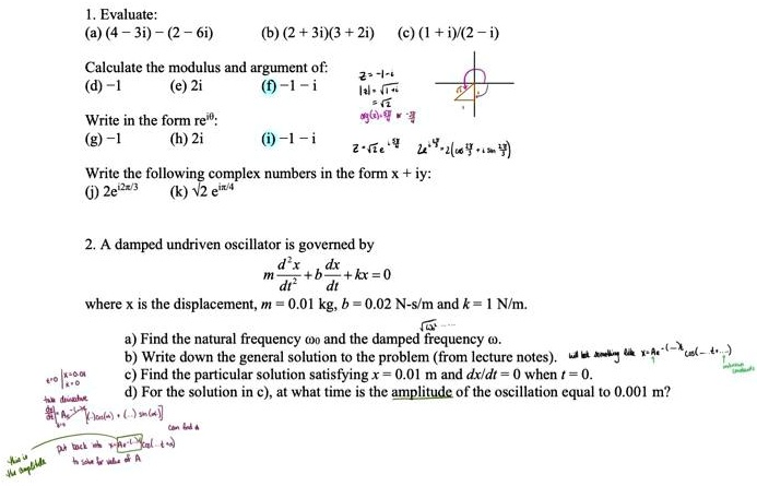 SOLVED: A damped undriven oscillator is governed by the equation m(d^2x/dt^2) + b(dx/dt) + kx ...