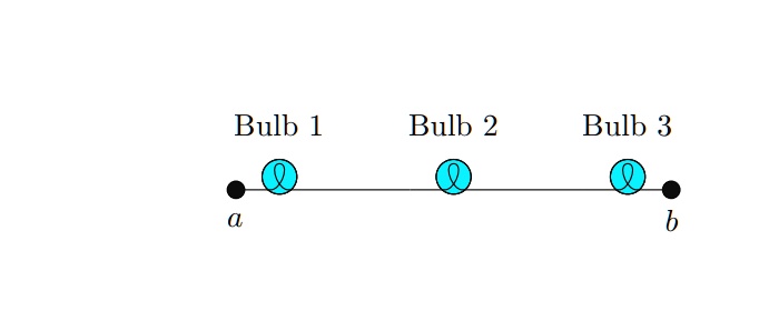 SOLVED: Three light bulbs are connected in series as shown below. When ...