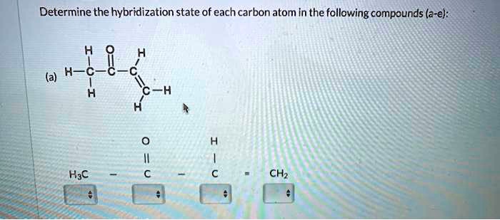 Solved Determine The Hybridization State Of Each Carbon Atom In The Following Compounds A E