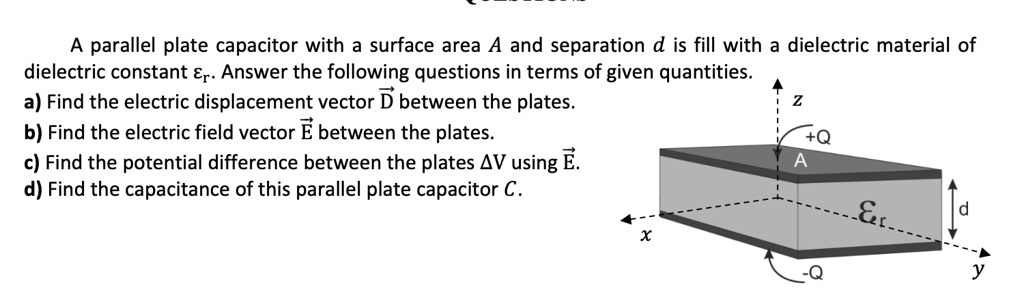 a parallel plate capacitor with a surface area a and separation d is fill with a dielectric ...
