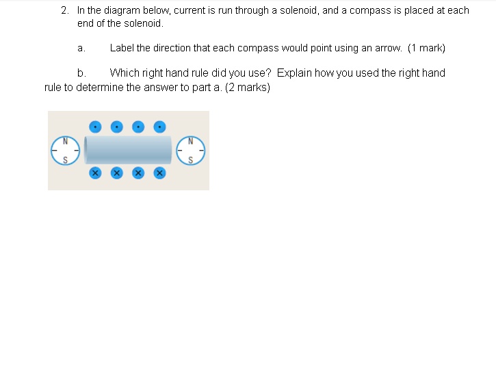 SOLVED: In the diagram Ovv, current is run through solenoid and compass ...