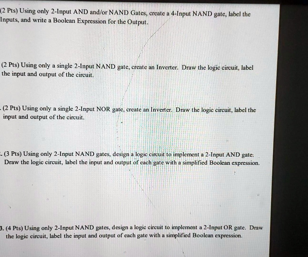 Solved Texts 2 Pts Using Only 2 Input And Andor Nand Gates Create A 4 Input Nand Gate Label