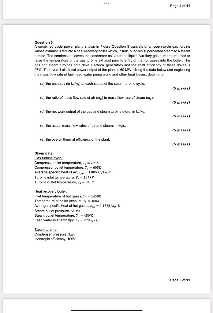 page 4 of 11 question 3 a combined cycle power plant shown in figure ...