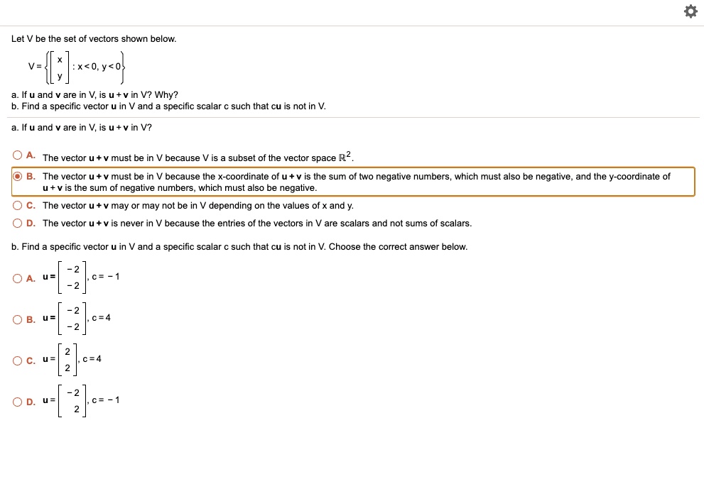 SOLVED: Let V be the set of vectors shown below: v-L;] x