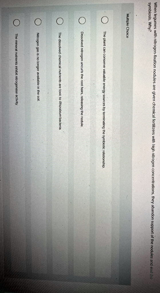 when legumes with nitrogen fixation nodules are given chemical fertilizers with high nitrogen ...